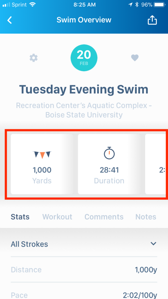 Using Swim.com mobile to view your stats